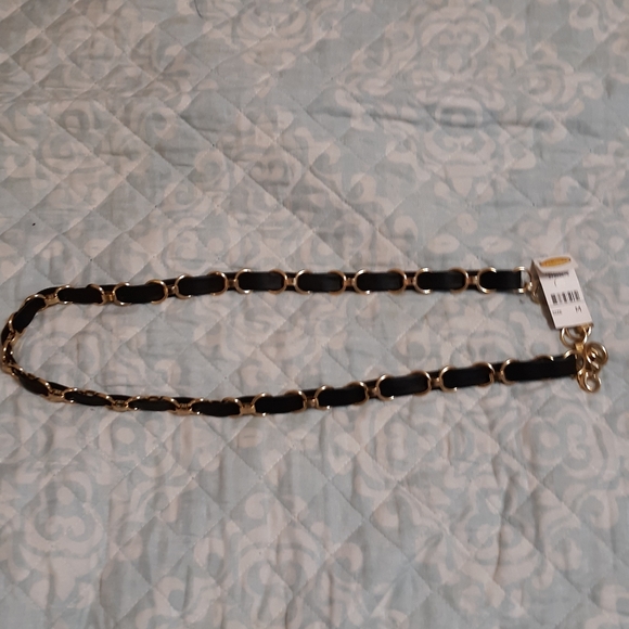 Talbots | Accessories | Talbots New With Tags Black And Gold Chain Belt ...
